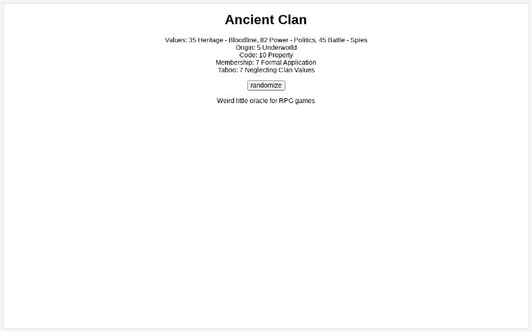 Ancient Clan ― Perchance Generator