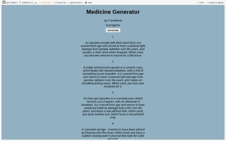 Medicine Generator