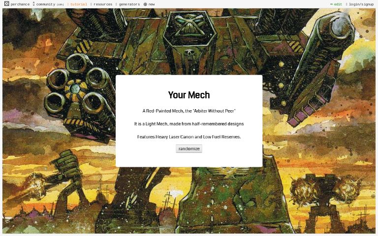 Your Mech ― Perchance Generator
