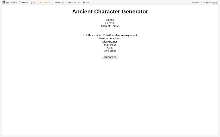 Ancient Character Generator