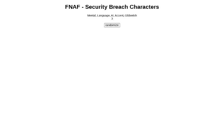 FNAF - Security Breach Characters ― Perchance Generator