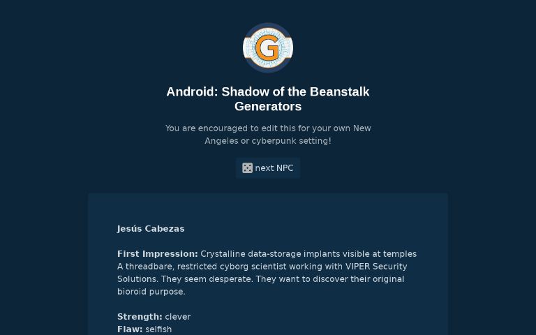 Android: Shadow of the Beanstalk Generators