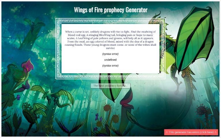 Wings of Fire prophecy Generator