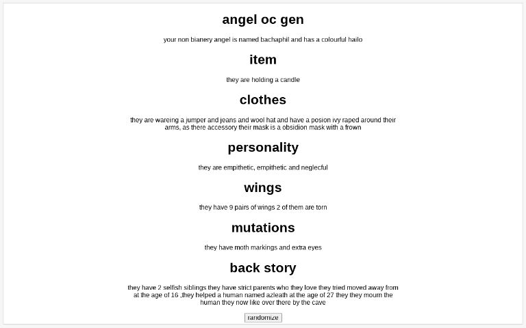angel oc gen ― Perchance Generator