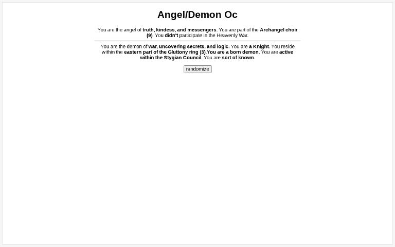 Angel/Demon Oc ― Perchance Generator