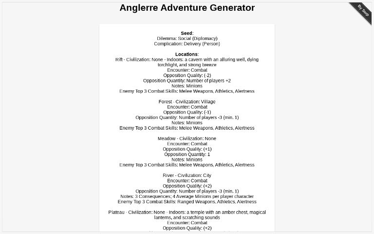 Anglerre Adventure Generator