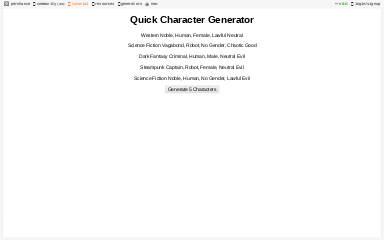 Quick Character Generator