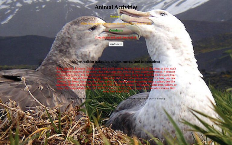 Animal Activities ― Perchance Generator