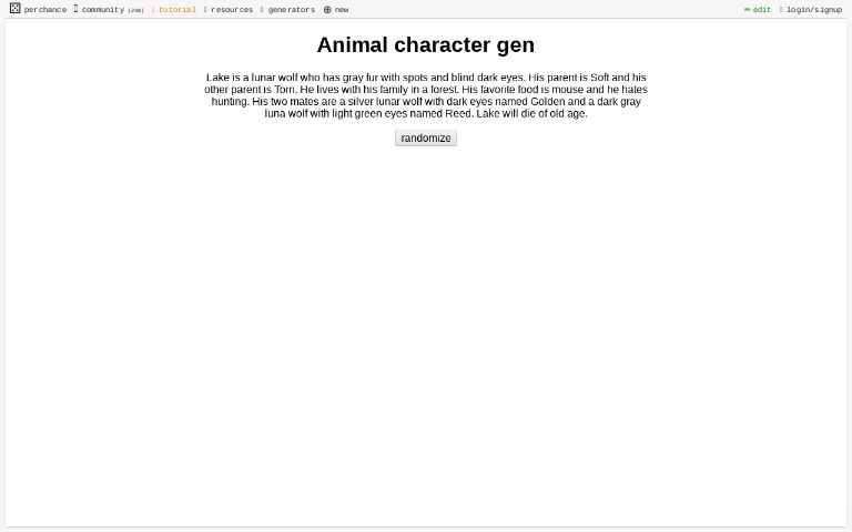 Animal character gen