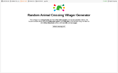 Random Animal Crossing Villager Generator