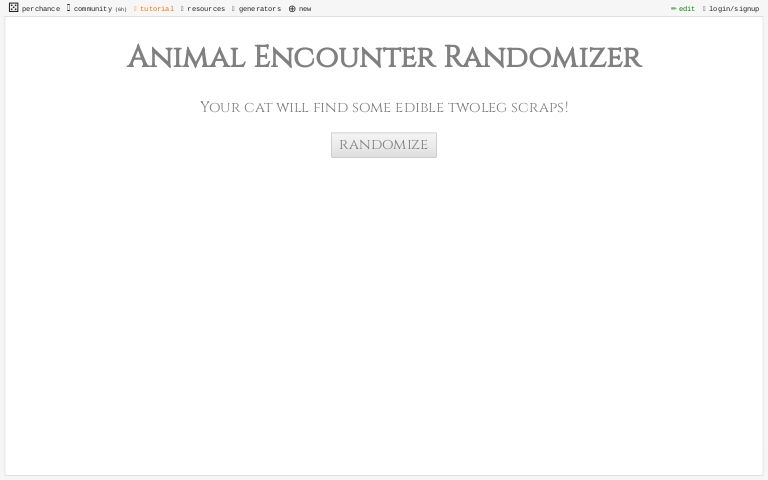 Animal Encounter Randomizer ― Perchance Generator