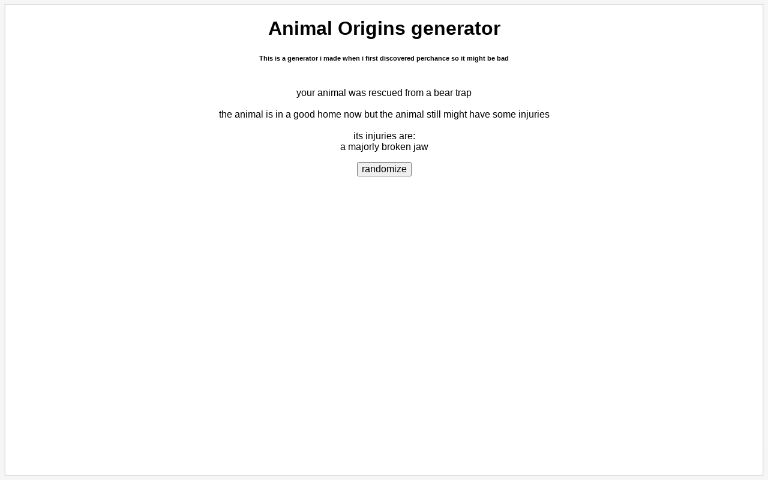 Animal Origins generator