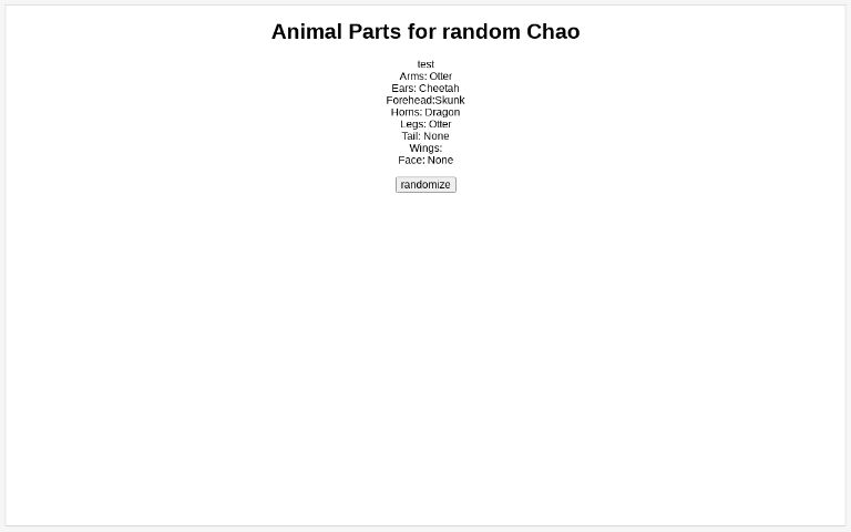 Animal Parts for random Chao ― Perchance Generator