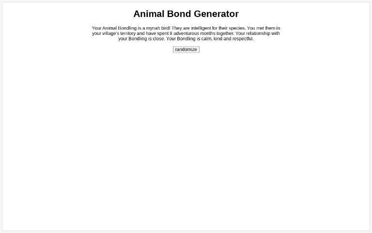 Animal Bond Generator