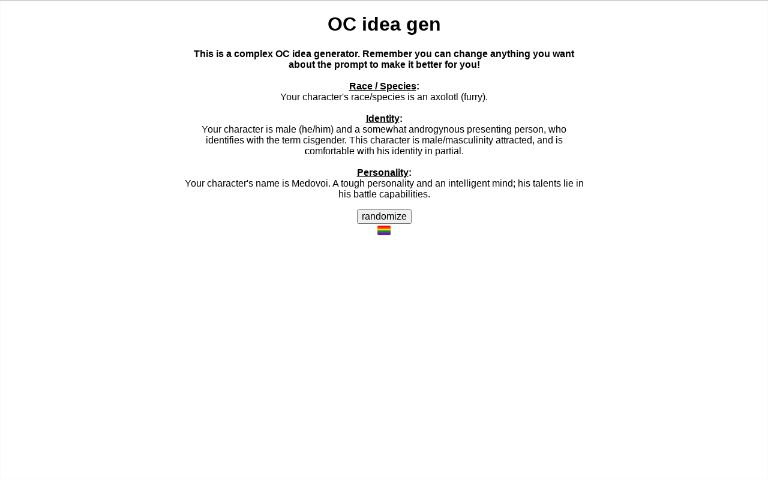 OC idea gen ― Perchance Generator