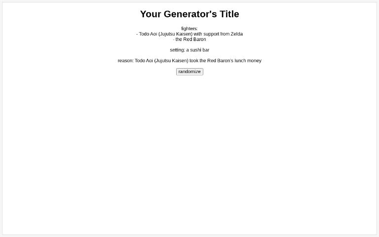 Anime Fight ― Perchance Generator