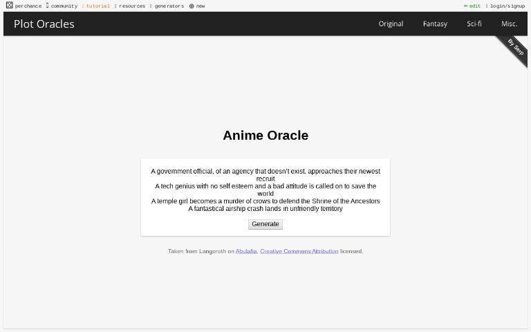Anime Oracle ― Perchance Generator