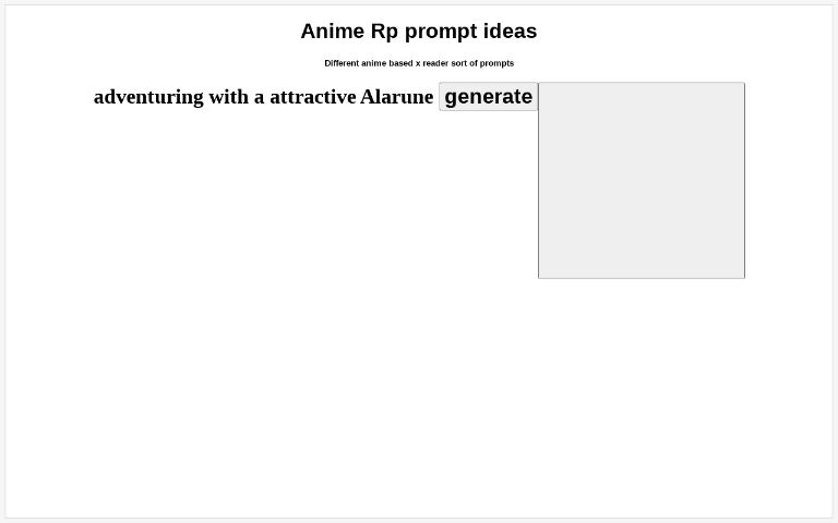 Anime Rp prompt ideas ― Perchance Generator