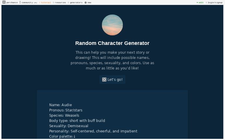Random Character Generator
