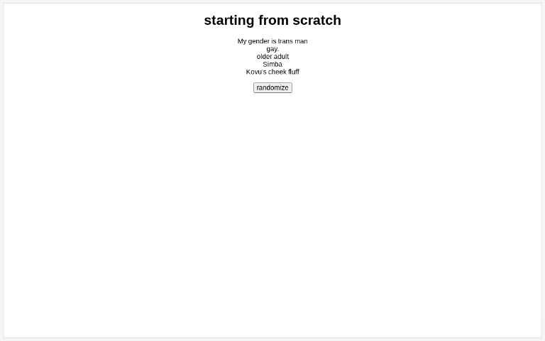 starting from scratch ― Perchance Generator