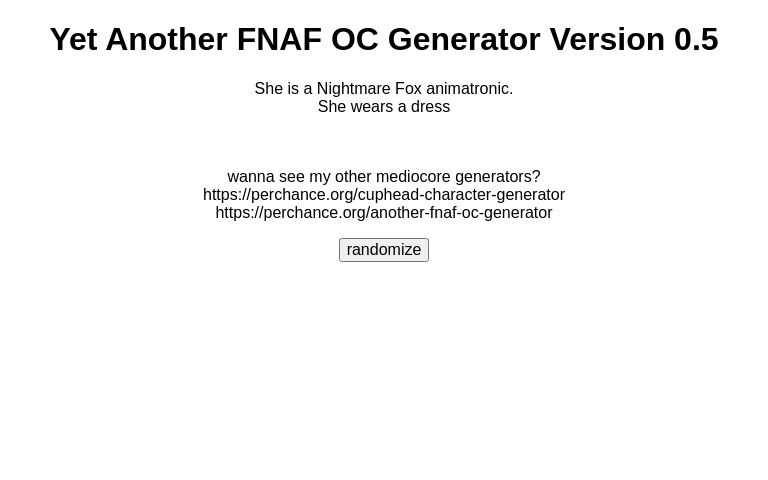 Yet Another FNAF OC Generator Version 0.5