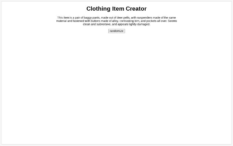 Clothing Item Creator ― Perchance Generator