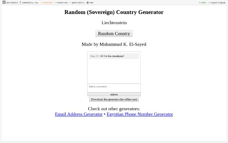Random (Sovereign) Country Generator