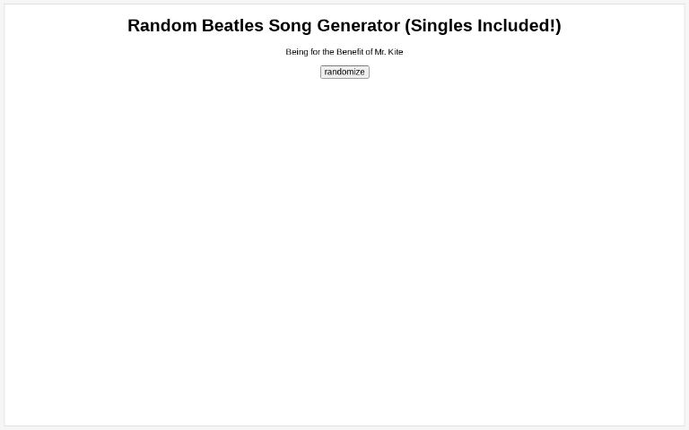 Random Beatles Song Generator (Singles Included!)