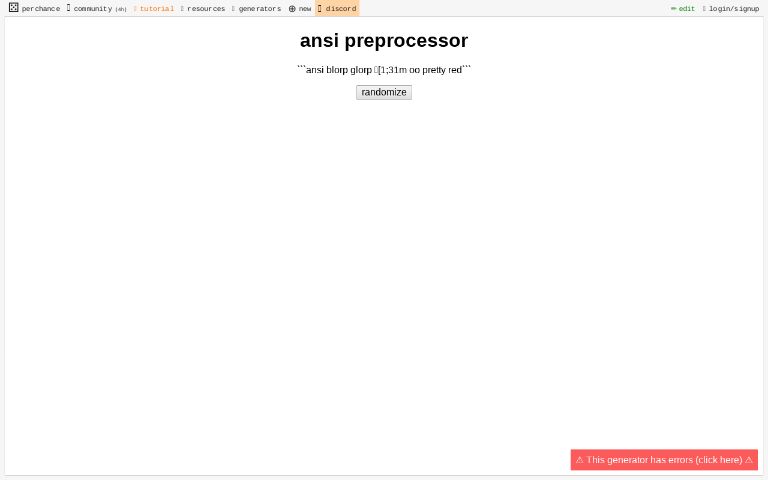 ansi preprocessor ― Perchance Generator