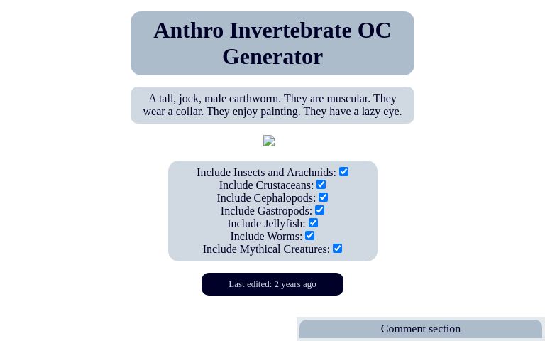 Anthro Invertebrate OC Generator