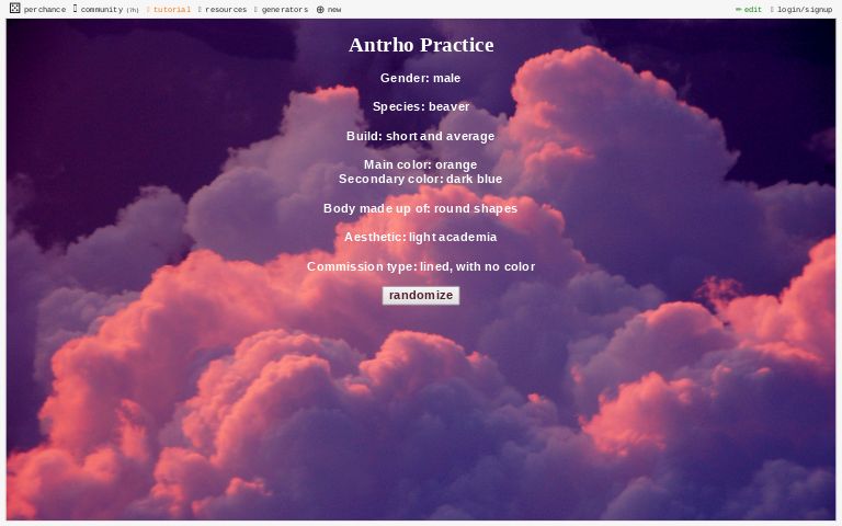 Antrho Practice ― Perchance Generator