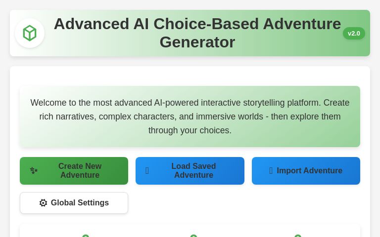 Advanced AI Choice-Based Adventure Generator