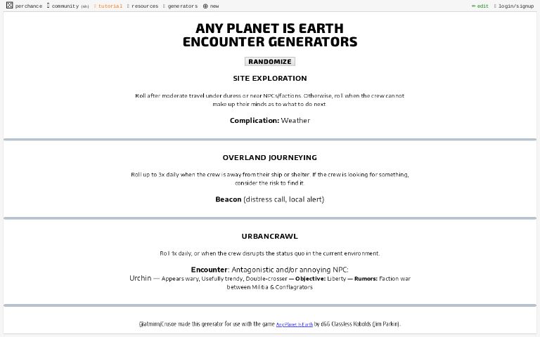 Any Planet Is Earth Encounter Generators