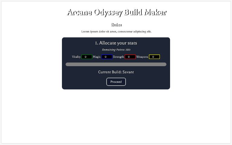 Arcane Odyssey Build Maker ― Perchance Generator