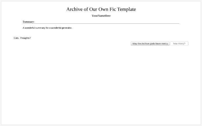 Archive of Our Own Fic Template ― Perchance Generator