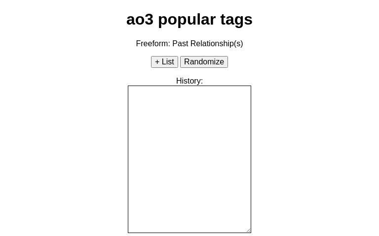 ao3 popular tags ― Perchance Generator