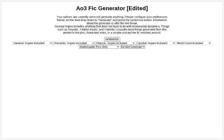 Ao3 Fic Generator [Edited]