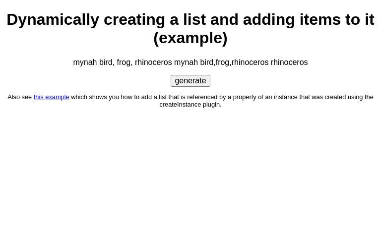 Dynamically creating a list and adding items to it (example) ― Perchance Generator