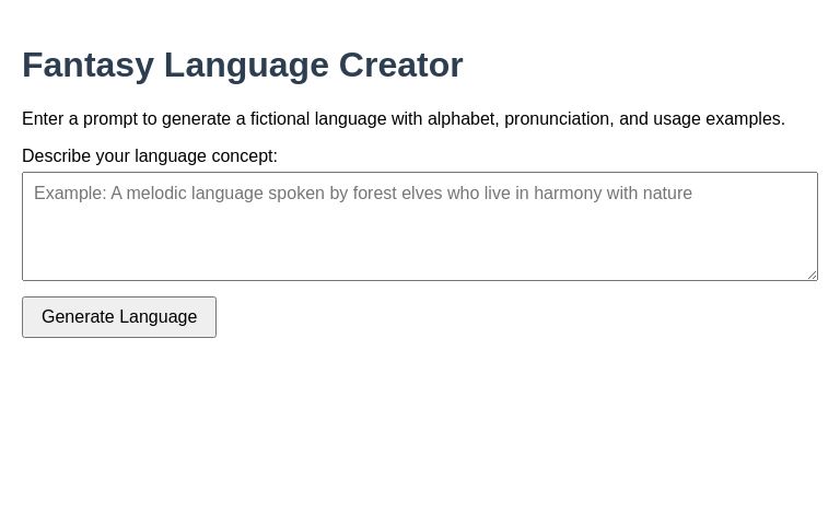 Fantasy Language Creator ― Perchance Generator