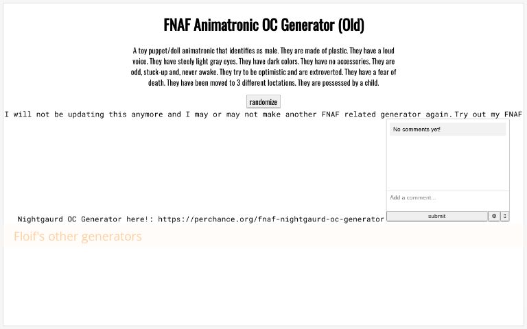 FNAF Animatronic OC Generator (Old)