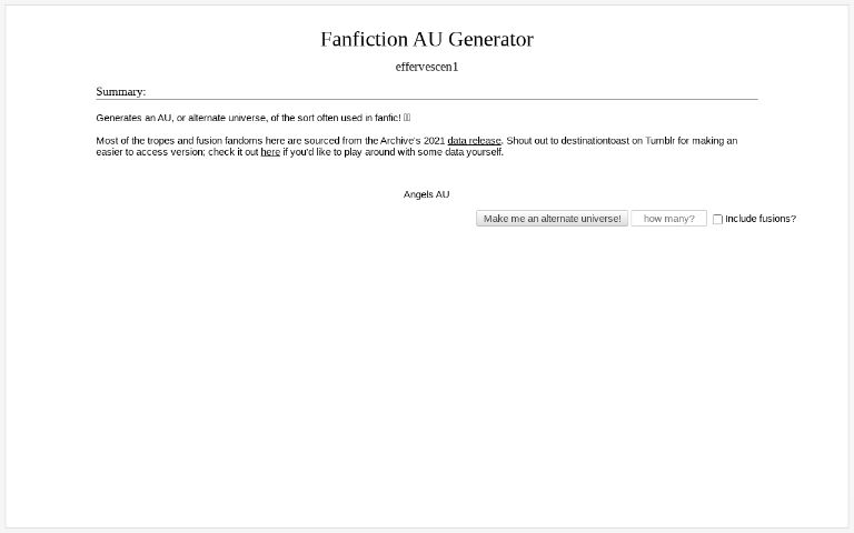 Fanfiction AU Generator