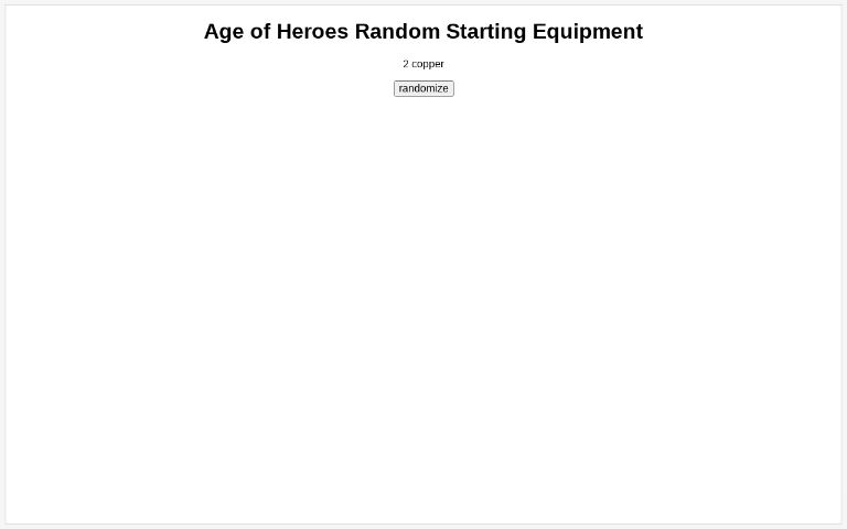Age of Heroes Random Starting Equipment ― Perchance Generator