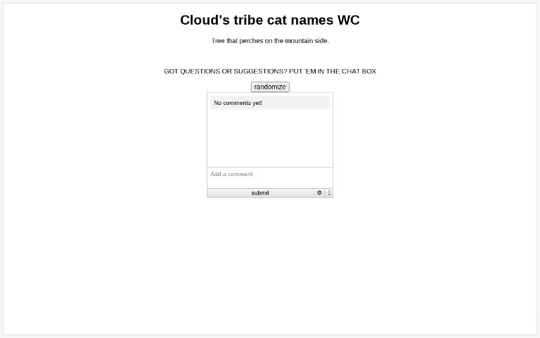Cloud's tribe cat names WC ― Perchance Generator