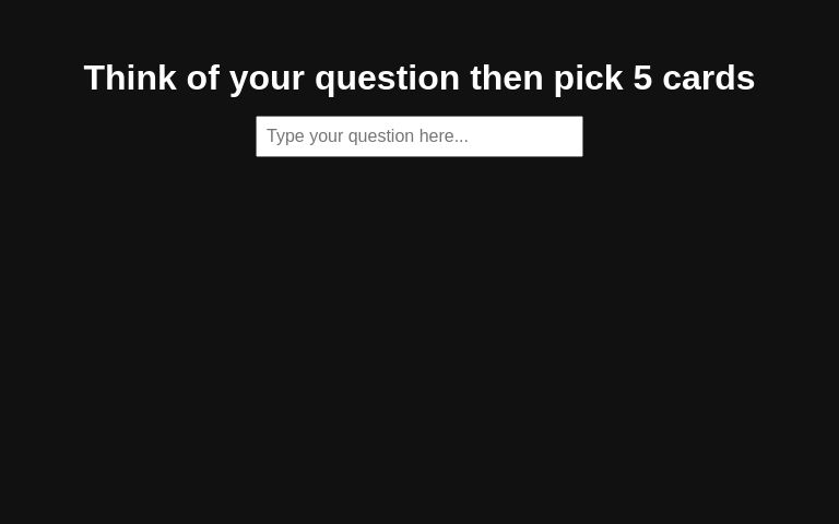 Think of your question then pick 5 cards ― Perchance Generator