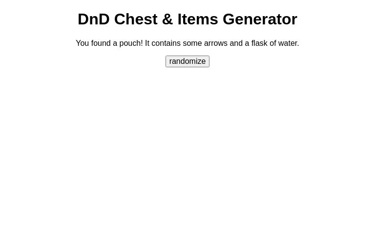 DnD Chest & Items Generator