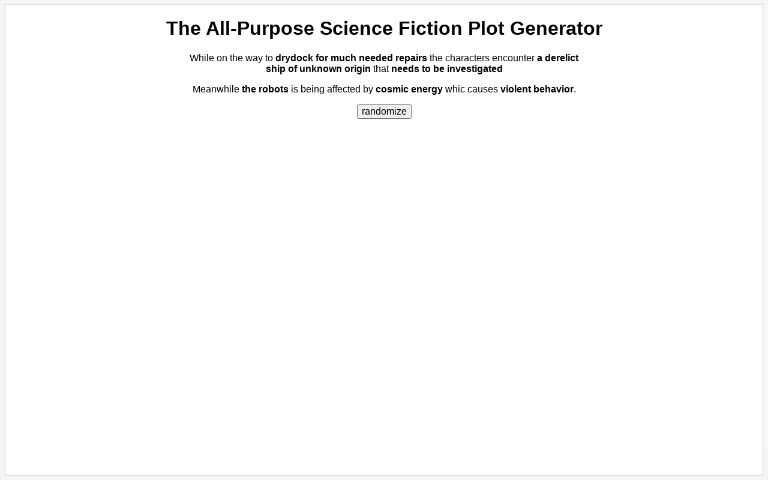 The All-Purpose Science Fiction Plot Generator