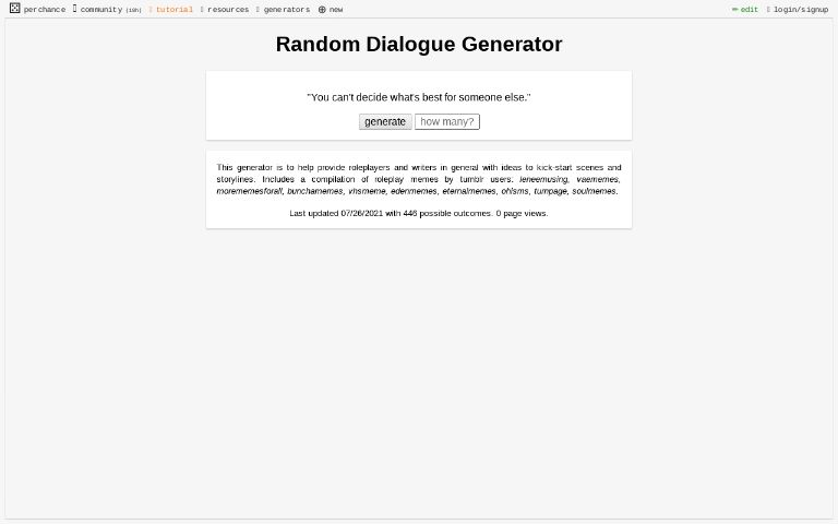 Random Dialogue Generator