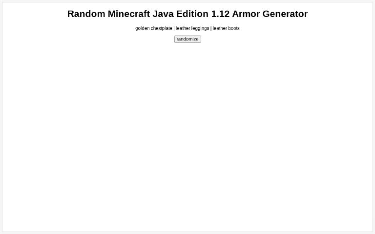 Random Minecraft Java Edition 1.12 Armor Generator