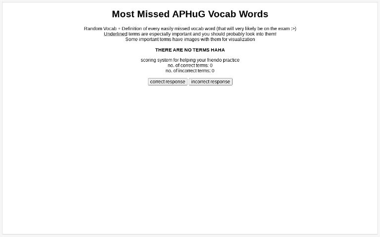 Most Missed APHuG Vocab Words ― Perchance Generator