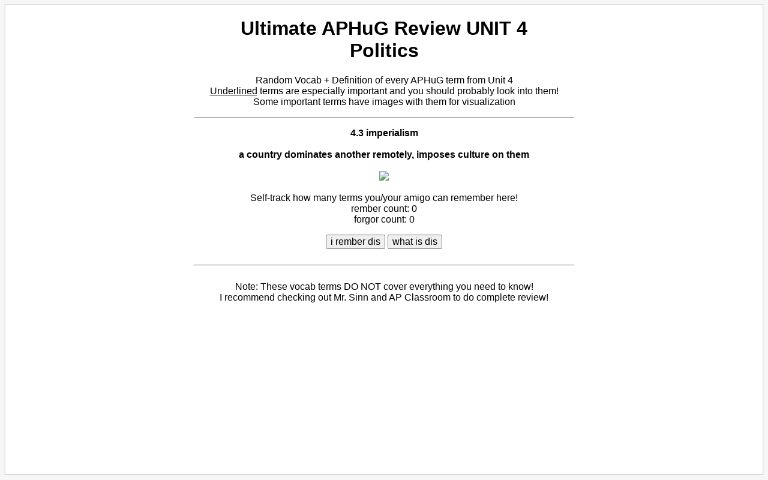 Ultimate APHuG Review UNIT 4Politics ― Perchance Generator